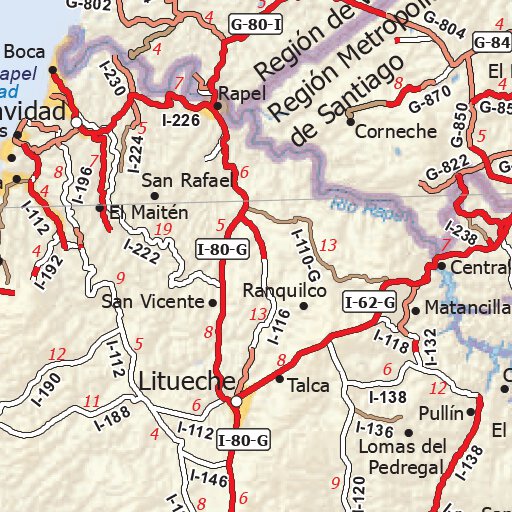 Carta Caminera de O'Higgins Map by Avenza Systems Inc. | Avenza Maps