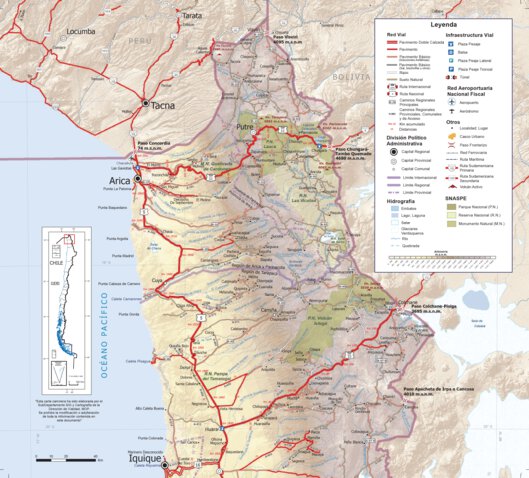 Carta Caminera de Arica y Parinacota Map by Avenza Systems Inc ...