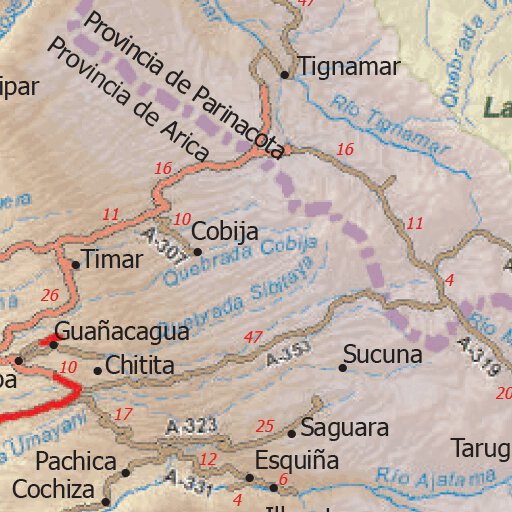 Carta Caminera de Arica y Parinacota Map by Avenza Systems Inc ...