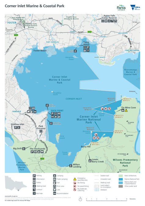 Corner Inlet Marine & Coastal Park Visitor Guide Map by Parks Victoria ...