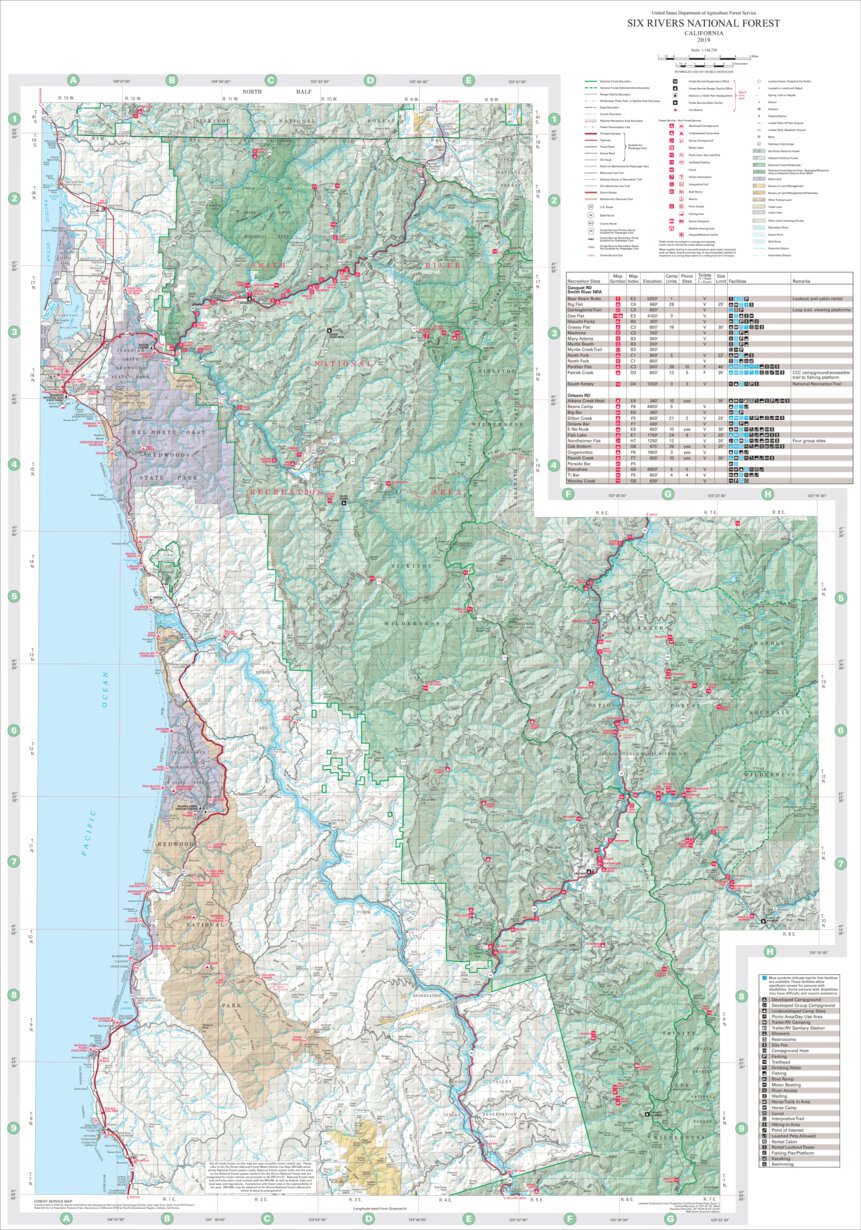 Six Rivers National Forest Visitor Map (North) by US Forest Service R5 ...