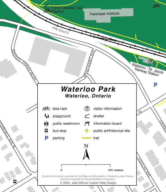 Waterloo Park, Waterloo, Ontario Map by Julie Witmer Custom Map Design ...