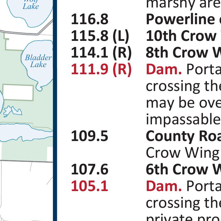 Crow Wing River State Water Trail Map 1 from Eleventh Crow Wing Lake to Nimrod, MNDNR by ...