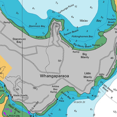 Mahurangi Harbour to Rangitoto Island Map by Land Information New ...