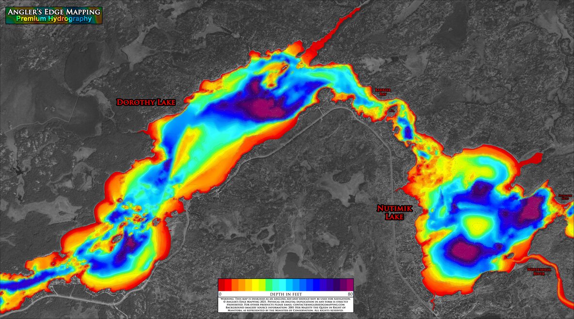 AEM Seven Sisters Reservoir: Dorothy and Nutimik lakes Map by Angler's ...