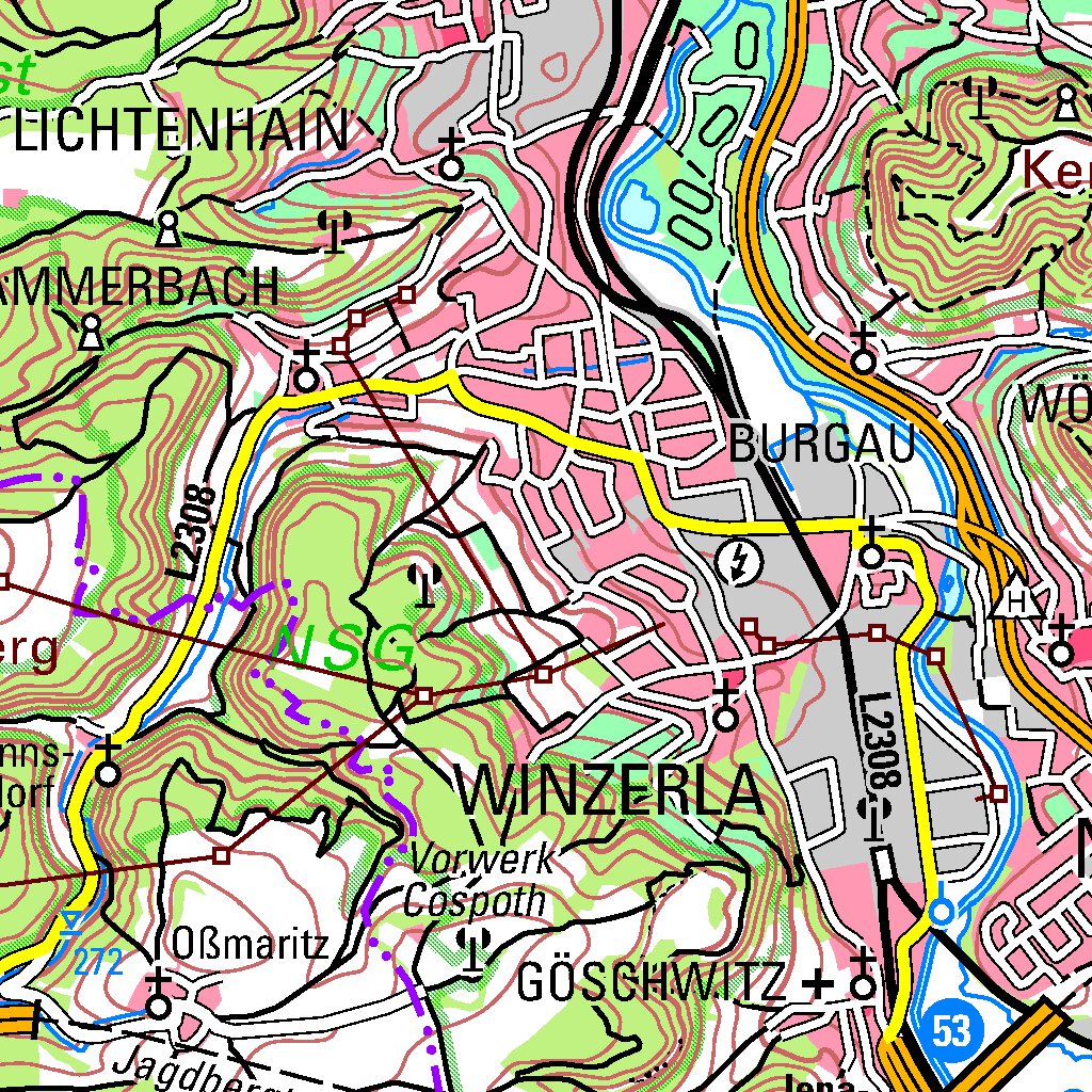 Jena [C5134] Map by Thuringer Landesamt Fur Bodenmanagement Und ...