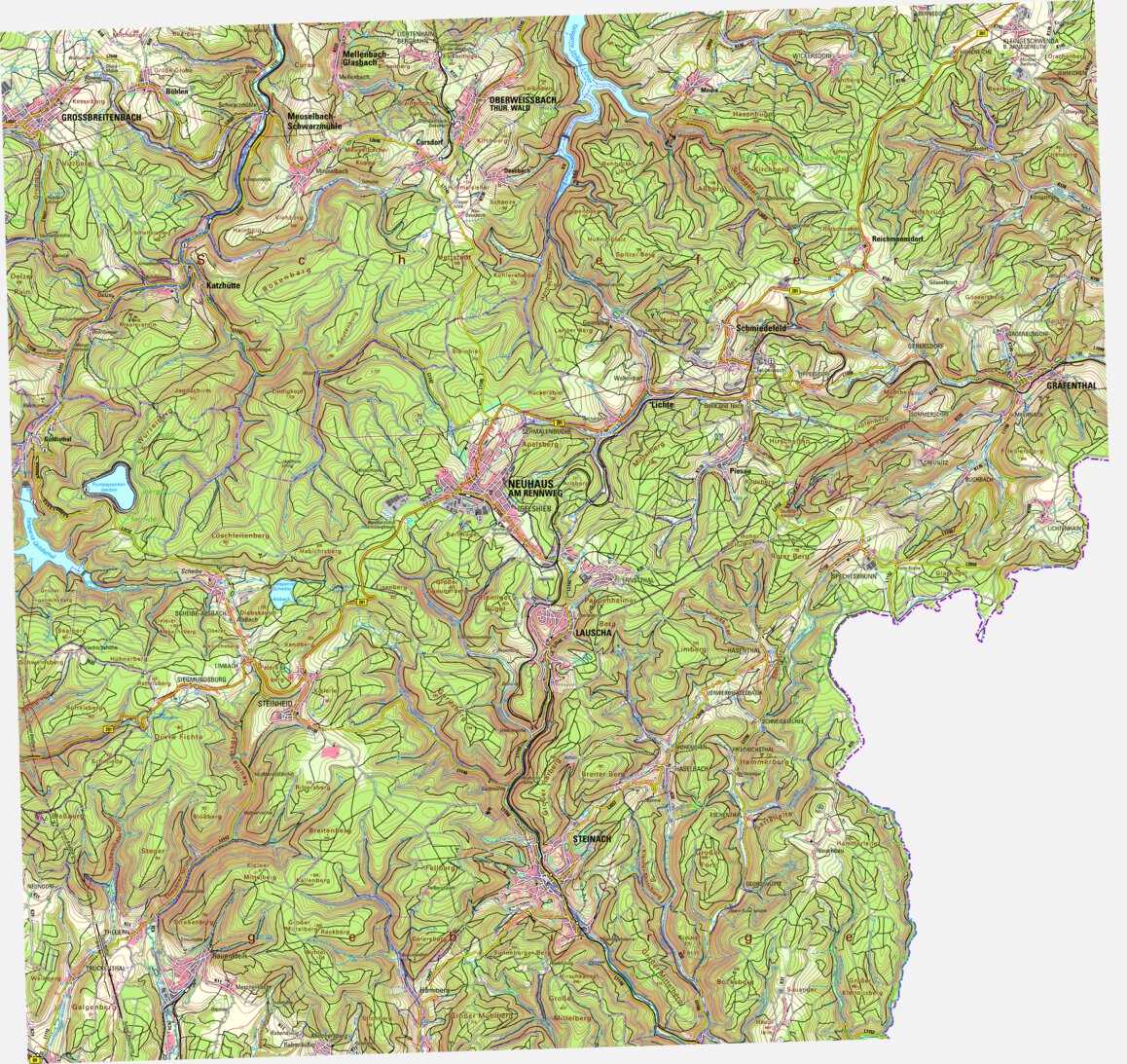 Neuhaus am Rennweg [L5532] Map by Thuringer Landesamt Fur ...