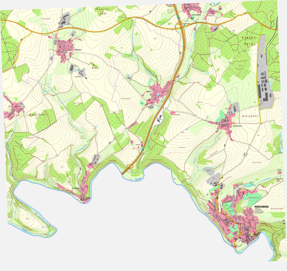 Hirschberg [5536-SO] Map by Thuringer Landesamt Fur Bodenmanagement Und ...