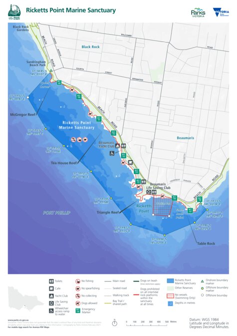 Ricketts Point Marine Sanctuary Visitor Guide Map by Parks Victoria ...