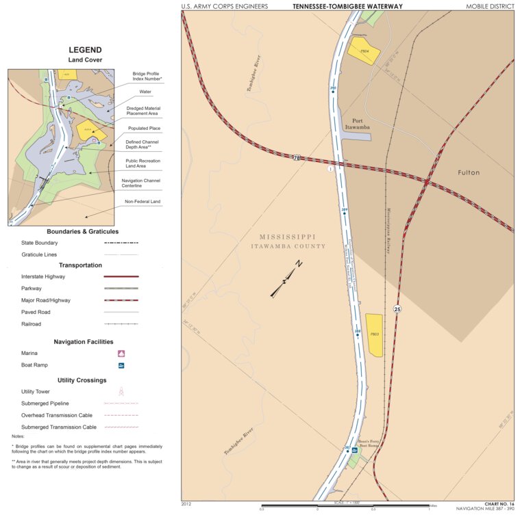 Tennessee-Tombigbee Waterway Chart 16: Historic Miles 387-390 Map by US ...