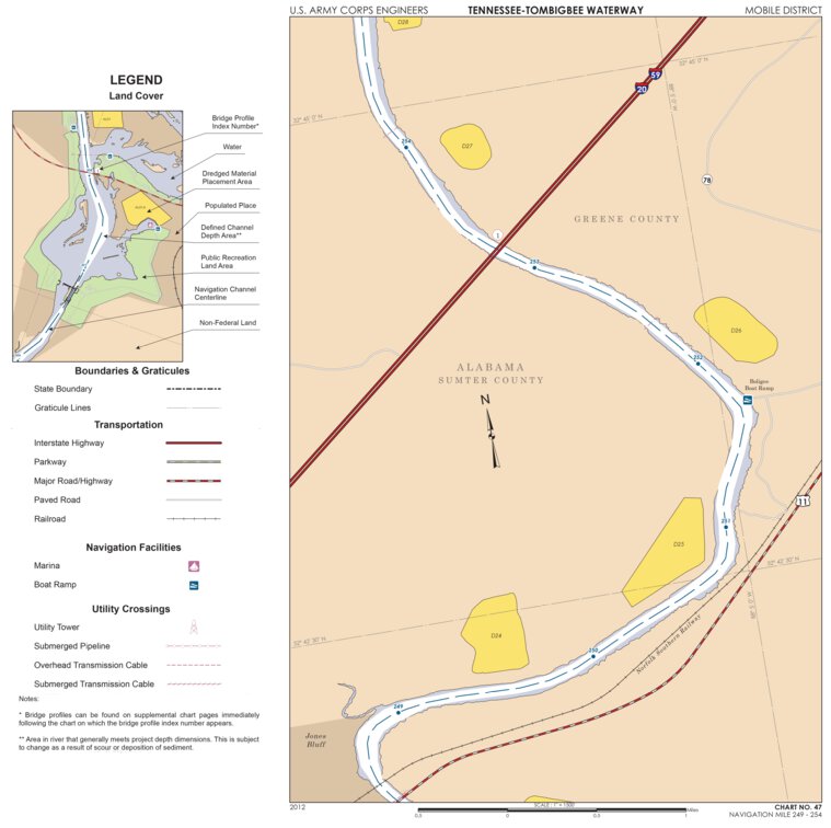 Tennessee-Tombigbee Waterway Chart 47: Historic Miles 249-254 Map by US ...