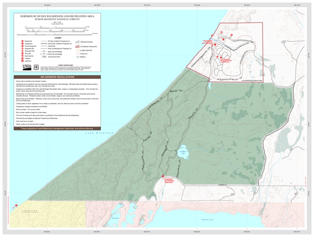 Huron-Manistee NF – Nordhouse Dunes Wilderness Area Map by US Forest ...