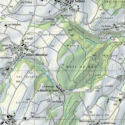 Moudon, 1:25,000 Map by SwissTopo | Avenza Maps