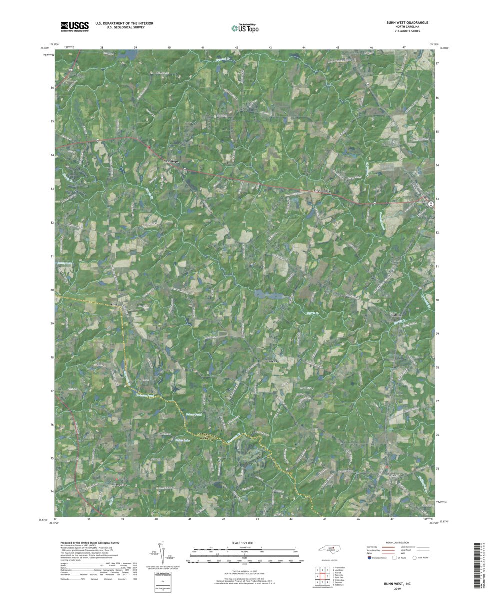 Bunn West, NC (2019, 24000-Scale) Map by United States Geological ...