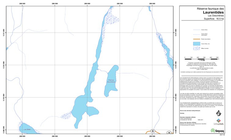Lac Deschênes (Laurentides) Map by Sepaq | Avenza Maps