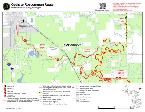 Geels To Roscommon Route Map by MI DNR | Avenza Maps