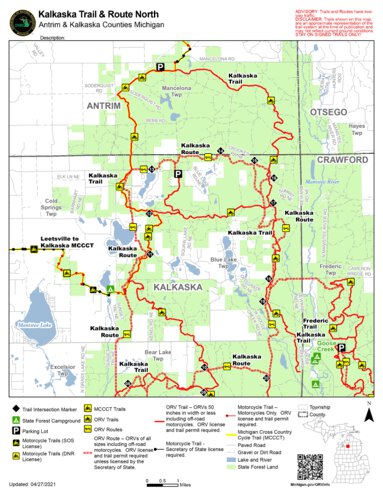 Kalkaska Trail And Route North Map by MI DNR | Avenza Maps
