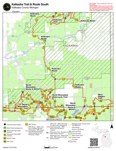 Kalkaska Trail And Route South Map by MI DNR | Avenza Maps