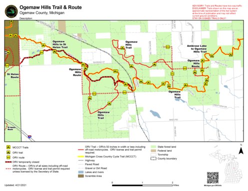 Ogemaw Hills Trail And Route Map by MI DNR | Avenza Maps