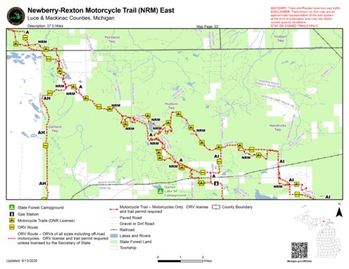 Newberry-Rexton Motorcycle Trail East Map by MI DNR | Avenza Maps