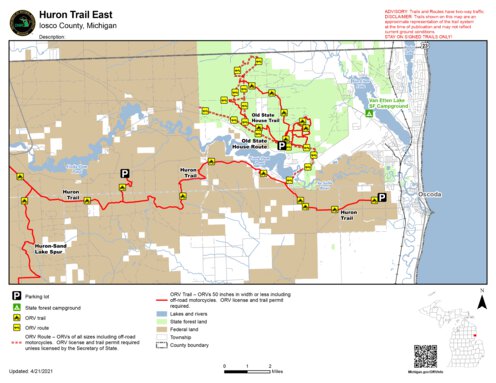 Huron Trail And Huron-Sand Lake Spur East Map by MI DNR | Avenza Maps