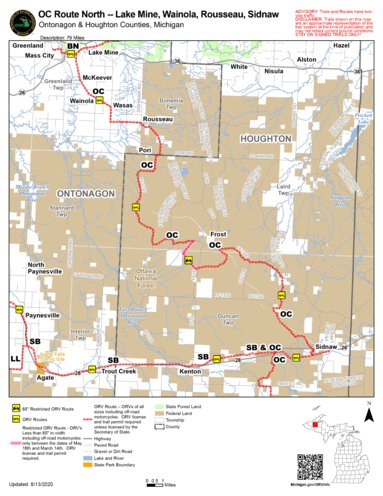 OC Route North Map by MI DNR | Avenza Maps