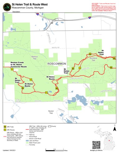 St Helen Trail And Route West Map by MI DNR | Avenza Maps