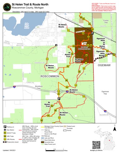 St Helen Trail And Route North Map by MI DNR | Avenza Maps