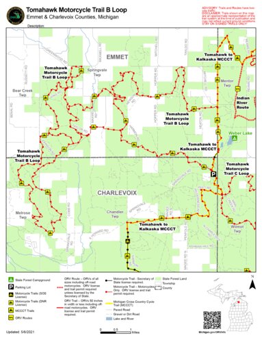 Tomahawk Motorcycle Trail B Loop Map by MI DNR | Avenza Maps