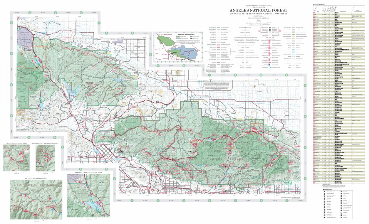Angeles National Forest Visitor Map by US Forest Service R5 | Avenza Maps