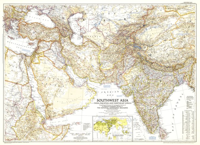 Southwest Asia Map 1952 by National Geographic | Avenza Maps