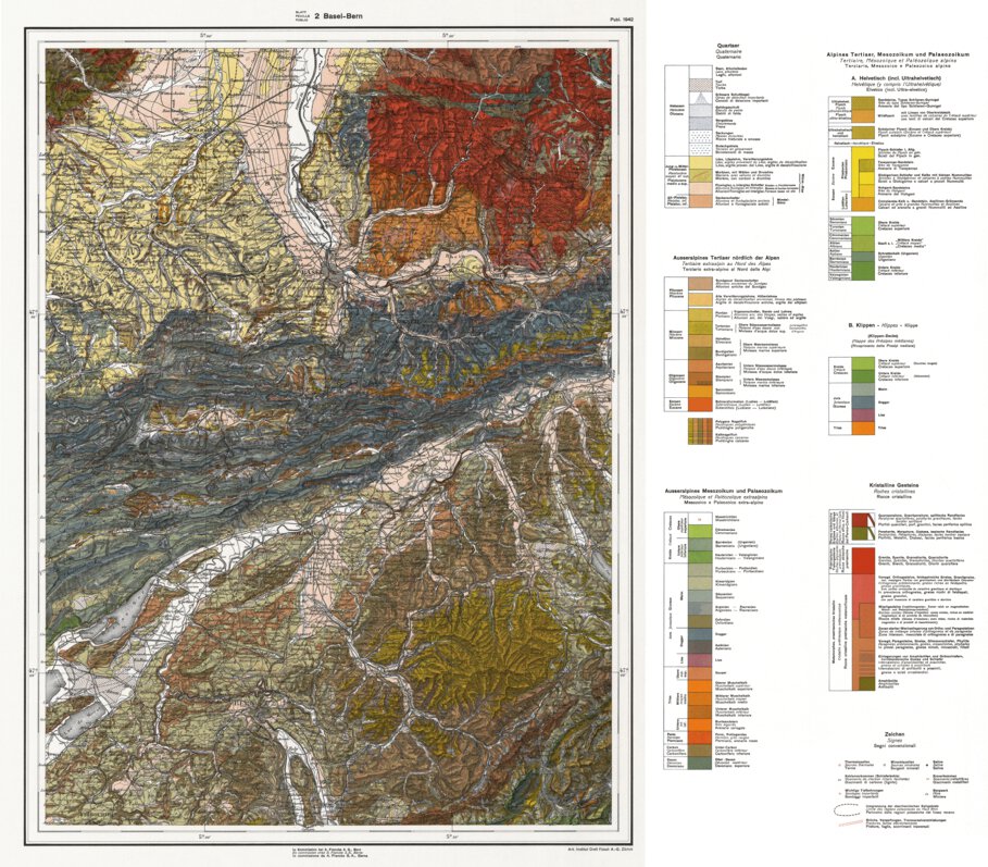 Basel - Bern, 1:200,000 General Geology Map by SwissTopo | Avenza Maps