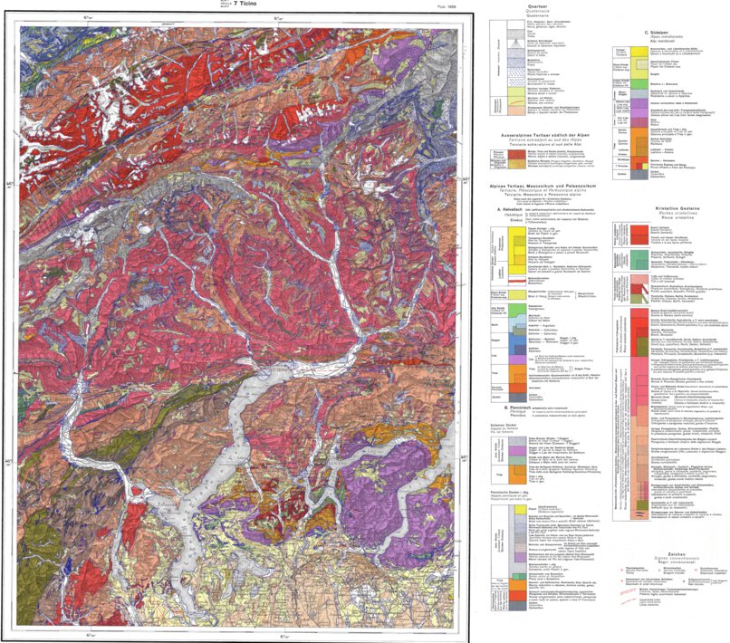 Ticino, 1:200,000 General Geology Map by SwissTopo | Avenza Maps