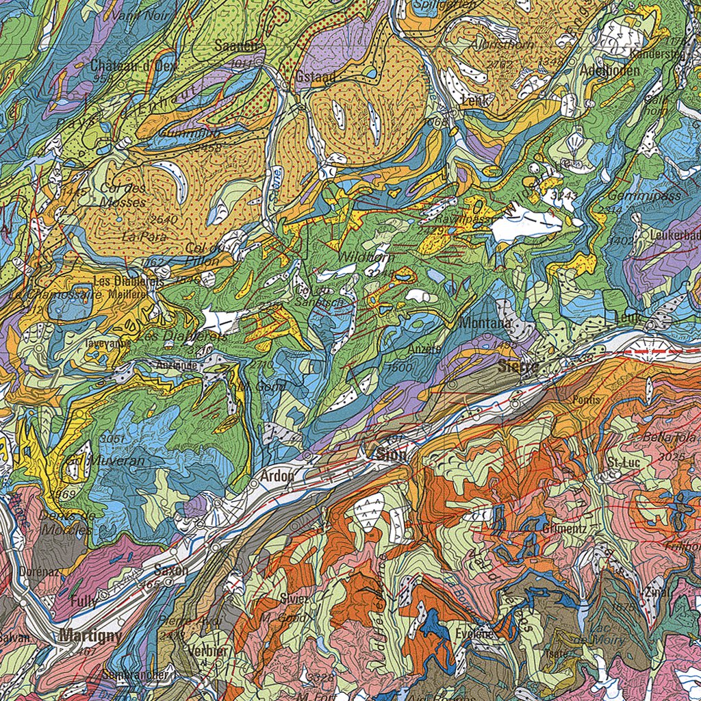 Geology of Switzerland, 1:500,000 Map by SwissTopo | Avenza Maps