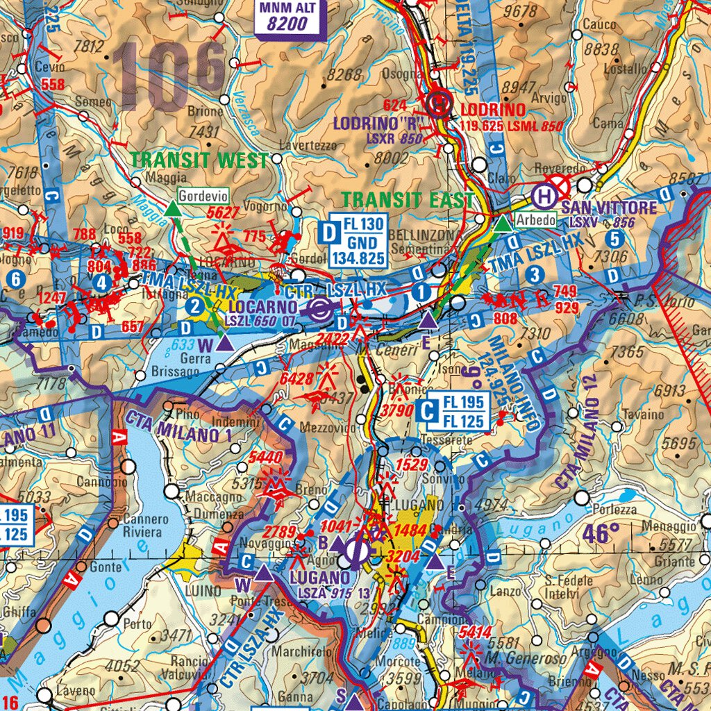 ICAO Aeronautical Chart of Switzerland, 1:500,000 Map by SwissTopo ...