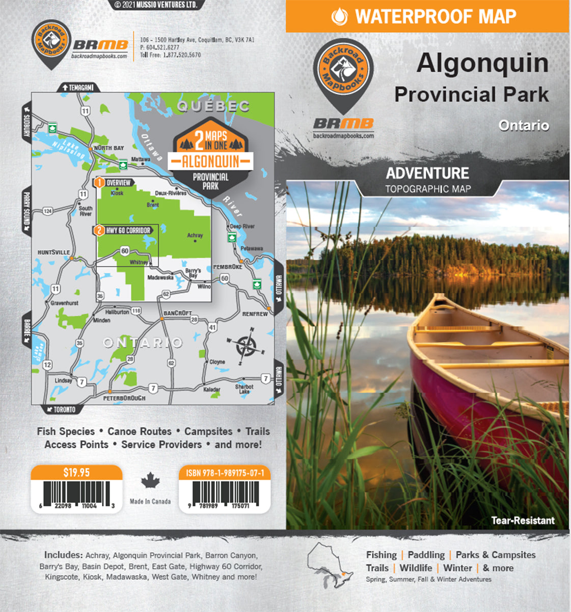 Algonquin Provincial Park Highway 60 - Backroad Mapbooks Map by ...