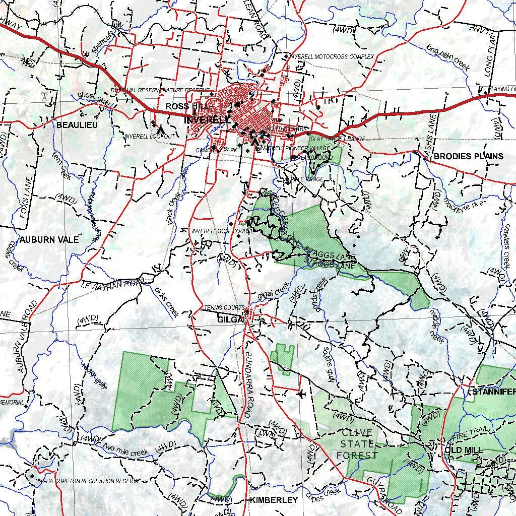 Getlost Map SH5605 INVERELL Australia Touring Map V15 1:250,000 by ...
