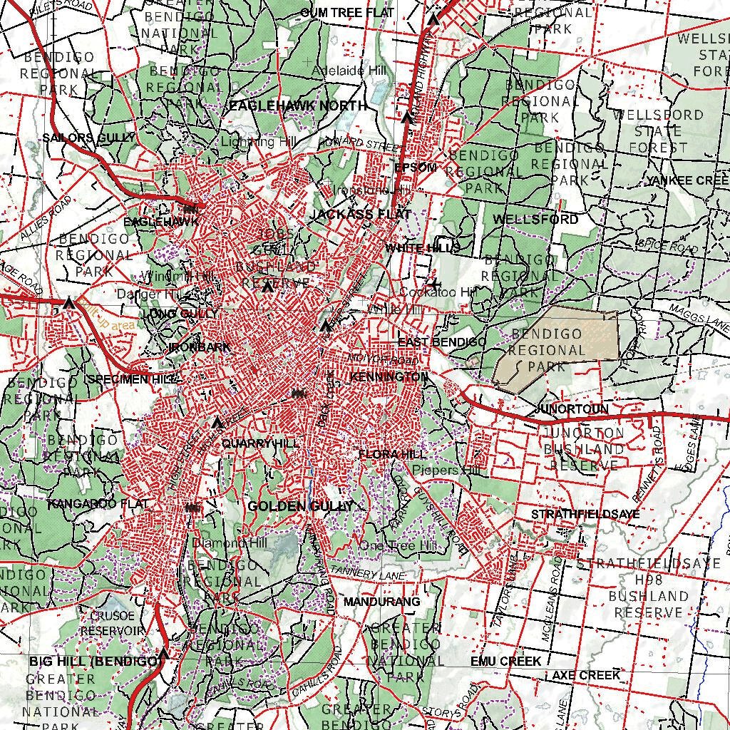 Getlost Map SJ5501 BENDIGO Australia Touring Map V15 1:250,000 by ...
