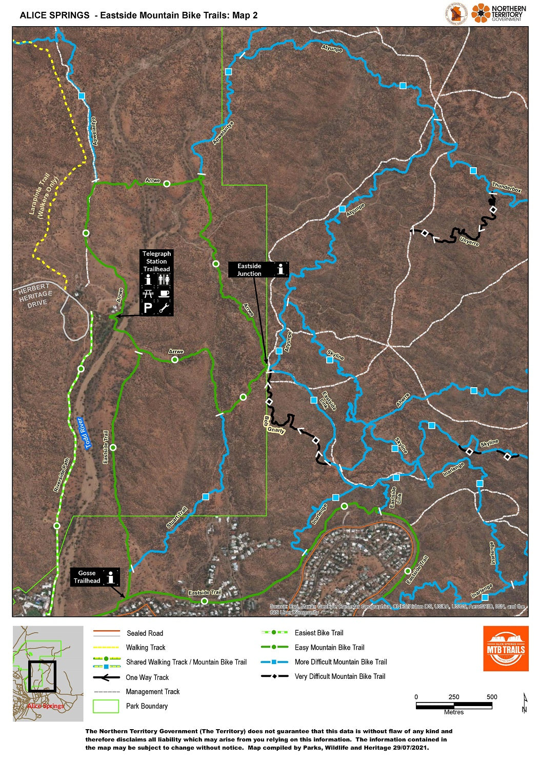 Alice Springs Mountain Bike Trails - Eastside - Map 2 by Parks and ...