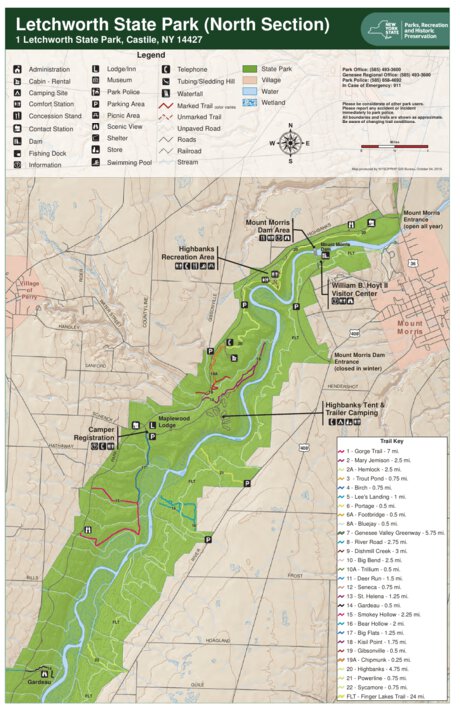 Letchworth State Park Trail Map North by New York State Parks | Avenza Maps