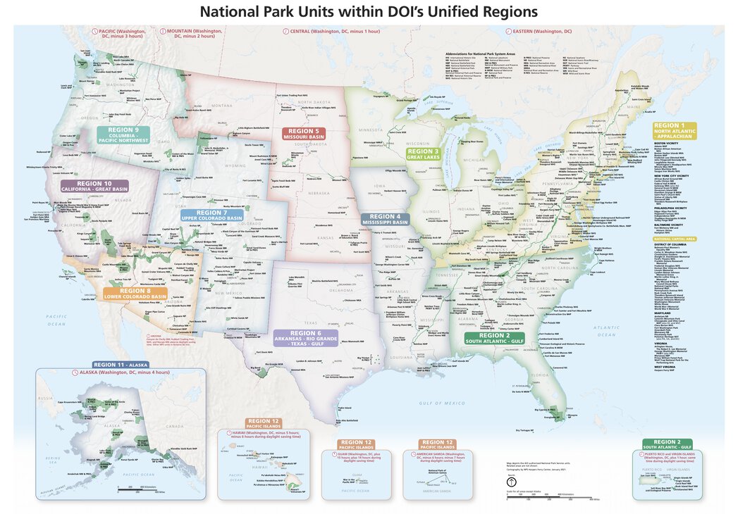 US National Park Service Regions Map by US National Park Service ...