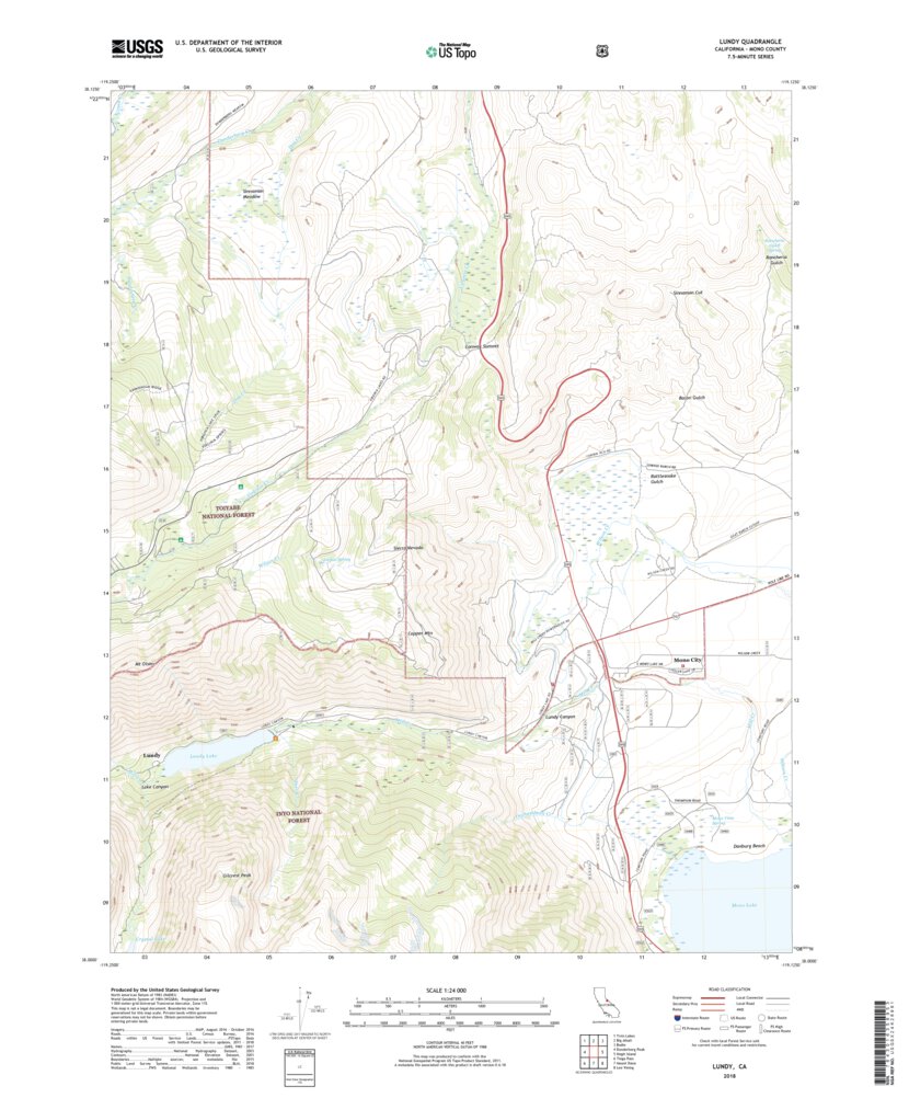 Lundy, CA (2018, 24000-Scale) Map by United States Geological Survey ...