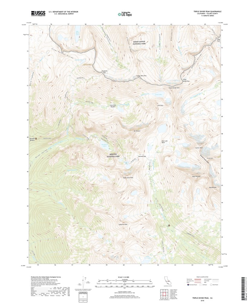 Triple Divide Peak, CA (2018, 24000-Scale) Map by United States ...