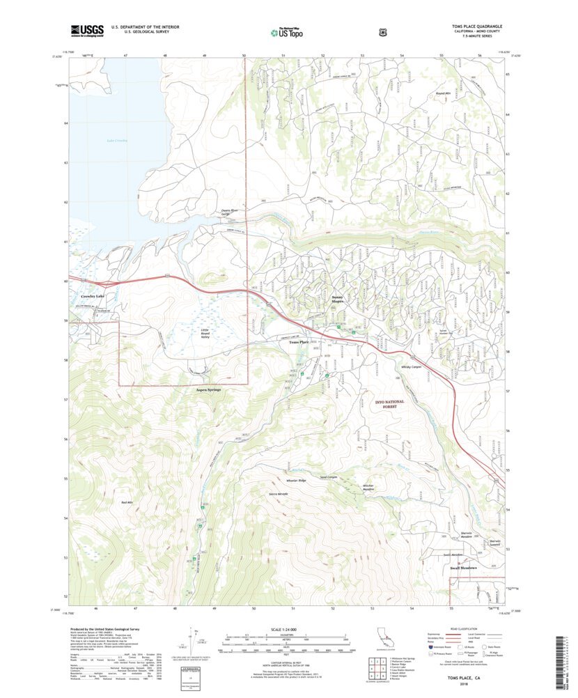 Toms Place, CA (2018, 24000-Scale) Map by United States Geological ...