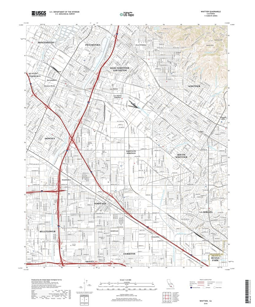Whittier, CA (2018, 24000-Scale) Map by United States Geological Survey ...