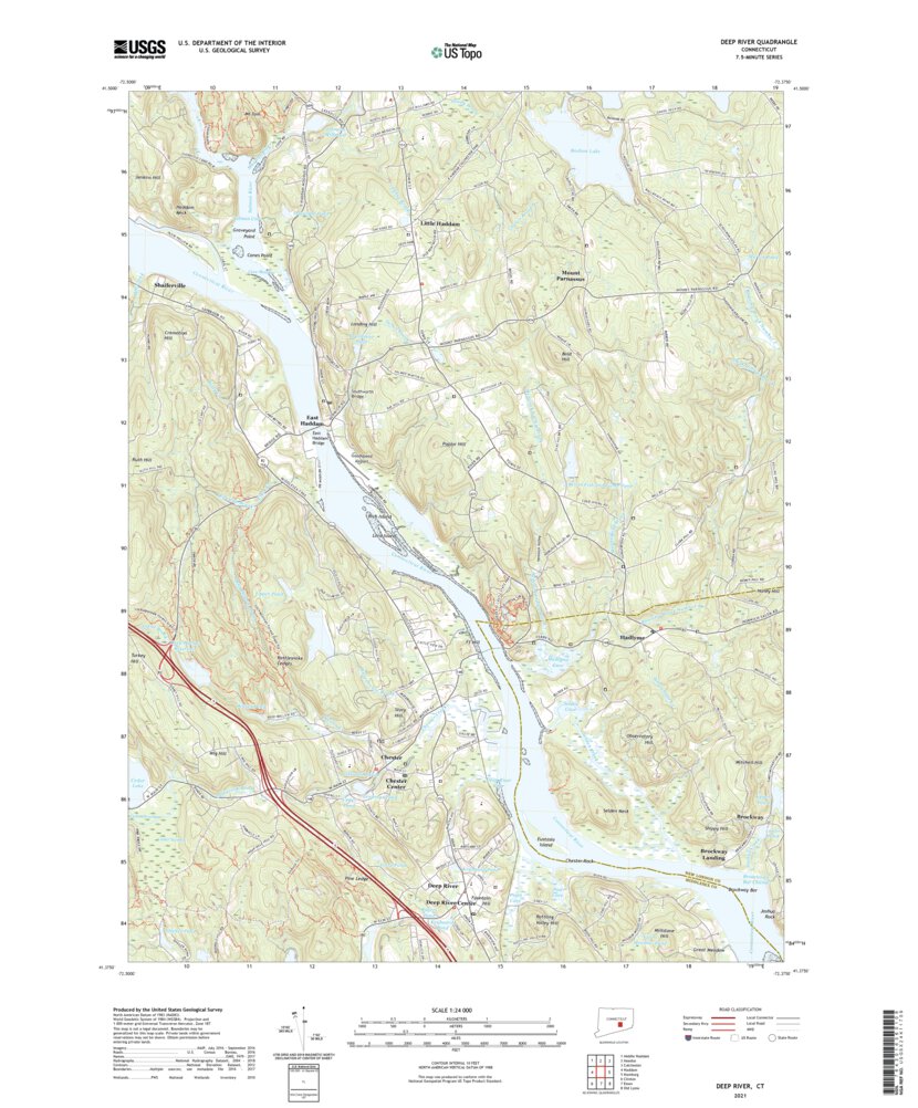 Deep River, CT (2021, 24000-Scale) Map by United States Geological ...