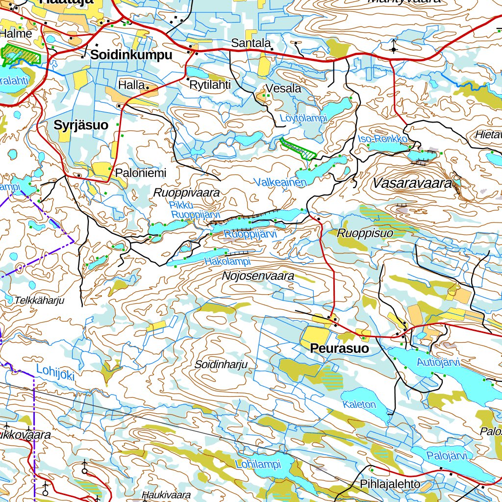 Posio 1:100 000 (S52R) Map by MaanMittausLaitos | Avenza Maps