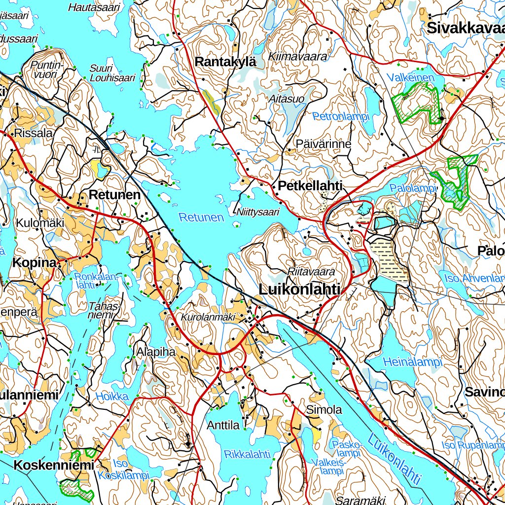 Kaavi 1:100 000 (P51R) Map by MaanMittausLaitos | Avenza Maps