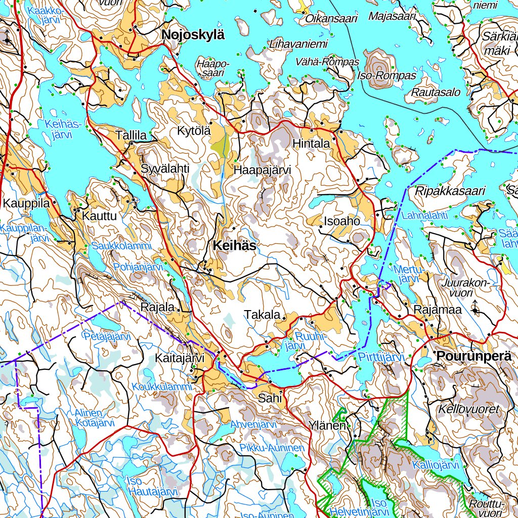 Ruovesi 1:100 000 (N41L) Map by MaanMittausLaitos | Avenza Maps