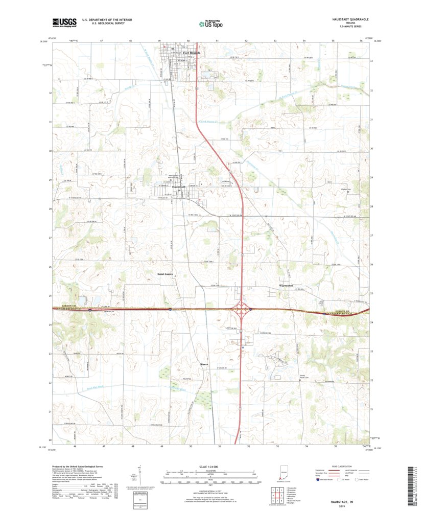 Haubstadt, IN (2019, 24000-Scale) Map by United States Geological ...
